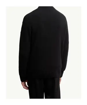 Moncler Wool Cashmere Crew Neck Sweater - Black