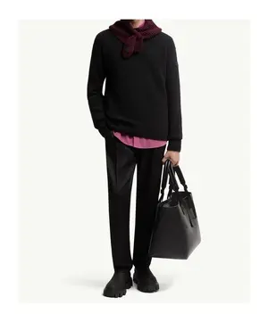 Moncler Wool Cashmere Crew Neck Sweater - Black