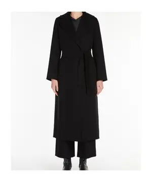 Max Mara Poldo Belted Long-sleeved Coat - Black