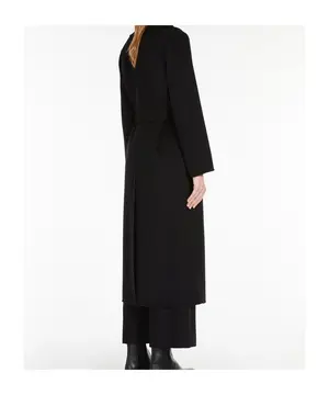 Max Mara Poldo Belted Long-sleeved Coat - Black