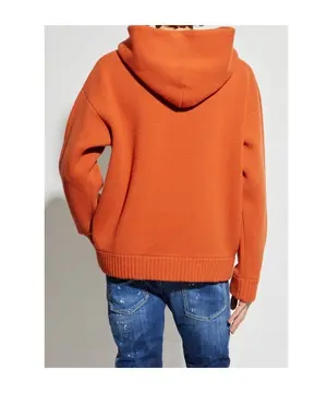 Dsquared2 Long Sleeved Knitted Hoodie With Drawstring Hem - Red