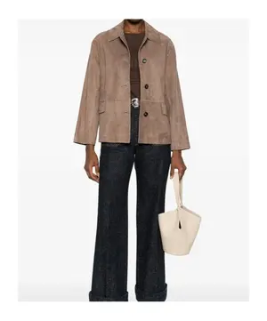 Max Mara Long-sleeved Leather Jacket