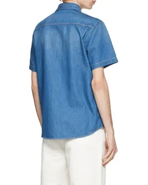 Gucci Logo Patch Short-sleeved Denim Shirt