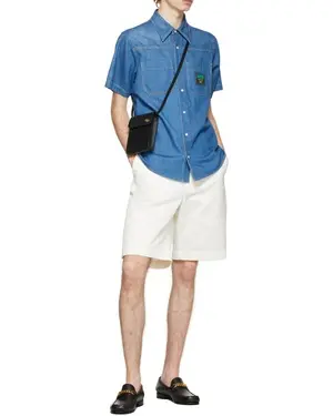 Gucci Logo Patch Short-sleeved Denim Shirt