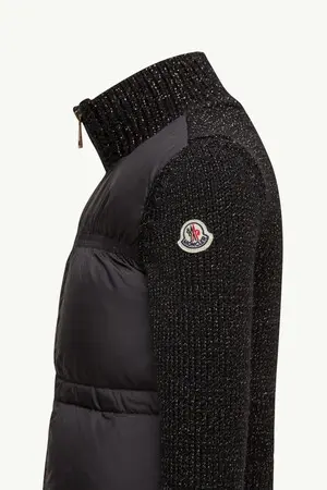 Moncler Padded Metallic Wool Zip-up Cardigan
