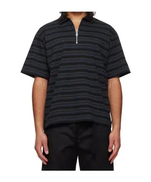 Sacai Striped Half-zip Polo Shirt
