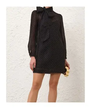Zimmermann Dream Mini Dress With Pussybow Necktie