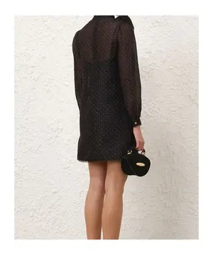 Zimmermann Dream Mini Dress With Pussybow Necktie