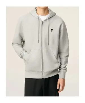 AMI Paris Zipped De Coeur Hoodie