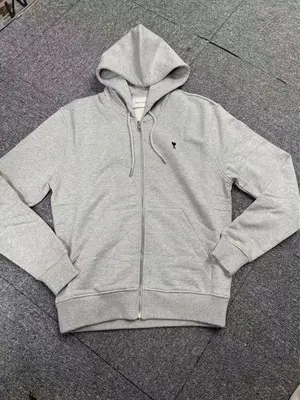 AMI Paris Zipped De Coeur Hoodie - No