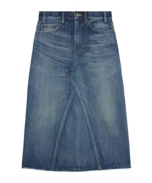Celine Midi Skirt In Dark Wash Denim
