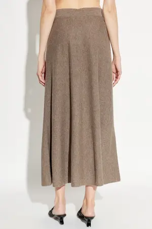 LISA YANG Ribbed Knitted Flared Skirt - Brown