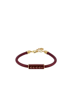 Gucci Leather Bracelet With Enamel Detail - Red