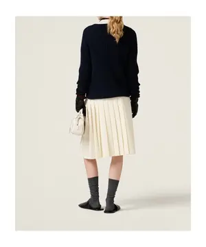 Miu Miu Pleated Mohair Fabric Skirt With Buckled Strap Detail