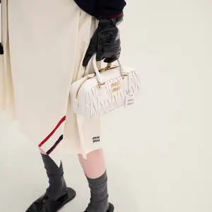Miu Miu Pleated Mohair Fabric Skirt With Buckled Strap Detail