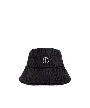 Moncler Quilted Logo Bucket Hat - Black