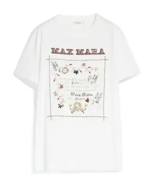 Max Mara Embroidered Slogan T-shirt - White