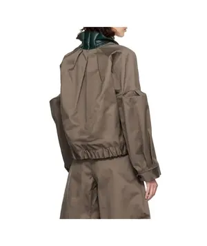 Sacai Leather-collar Shirt Jacket - Grey