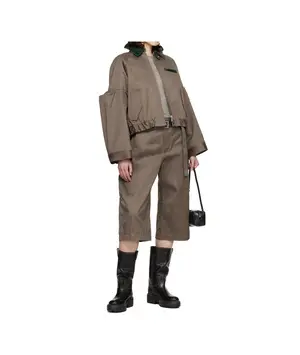 Sacai Leather-collar Shirt Jacket - Grey