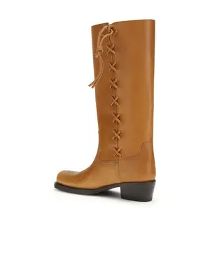 Paris Texas Roxanne Lace-up Square Toe Boots - Brown