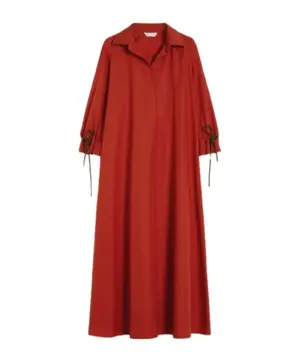 Max Mara Mirto Drawstring Sleeve Maxi Dress - Red