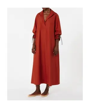 Max Mara Mirto Drawstring Sleeve Maxi Dress - Red
