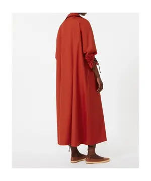 Max Mara Mirto Drawstring Sleeve Maxi Dress - Red