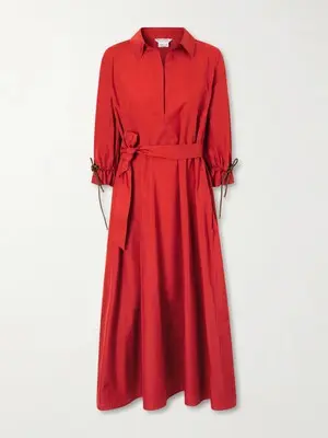 Max Mara Mirto Drawstring Sleeve Maxi Dress - Red