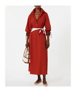 Max Mara Mirto Drawstring Sleeve Maxi Dress - Red