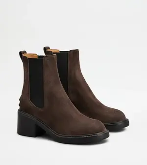 TOD'S Slip-on Ankle Boots With Block Heel - Brown