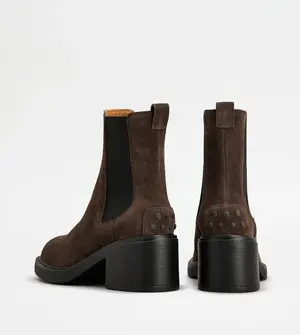 TOD'S Slip-on Ankle Boots With Block Heel - Brown