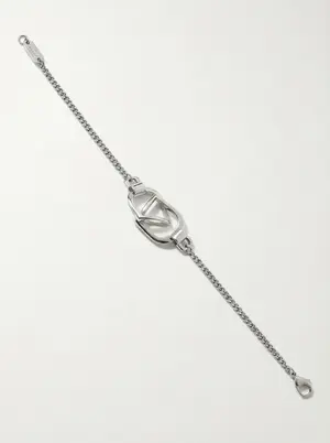 Gucci 925 Staffa Stirrup Buckle Charm Bracelet - Silver