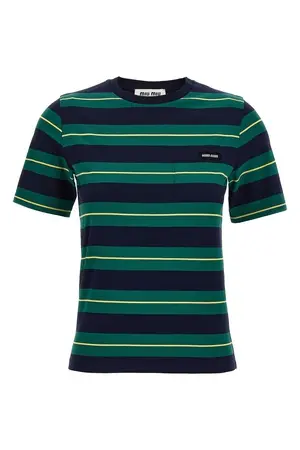 Miu Miu Striped Crewneck T-shirt
