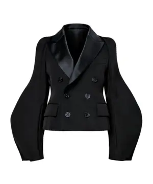 Sacai Double-breasted Padded Jacket With Pointed Collar
