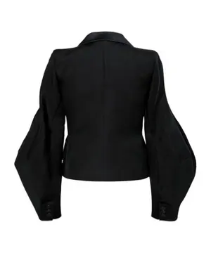 Sacai Double-breasted Padded Jacket With Pointed Collar