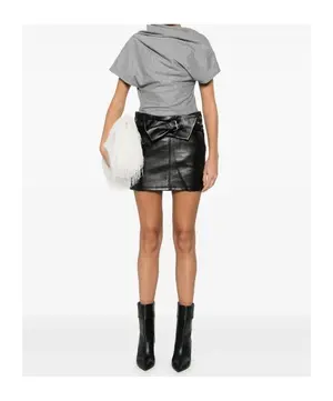 Isabel Marant Étoile Leather Mini Skirt With Bow Detail