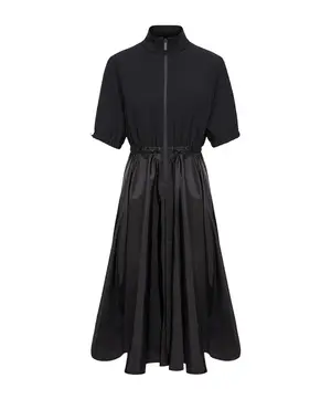 Moncler Midi Dress With Stand-up Collar And Zipper Closure