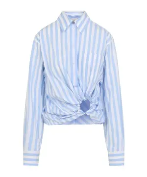 Sportmax Palmizi Striped Poplin Shirt - Blue