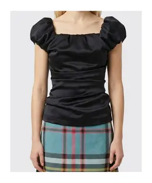 VIVIENNE WESTWOOD Ginnie Top Draped Round Neck Sleeveless - Black