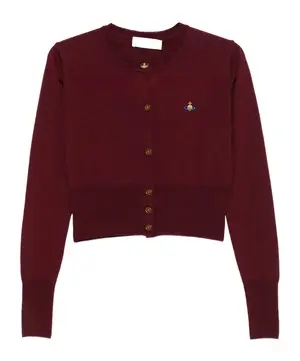VIVIENNE WESTWOOD Orb Embroidered Cropped Cardigan - Brown