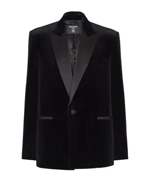Balmain Velvet And Satin 1-button Blazer - Black