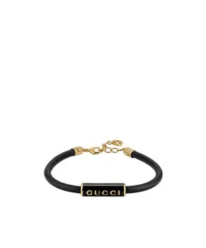 Gucci Enamel Detail Bracelet In Yellow Gold-toned Brass - Black