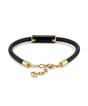 Gucci Enamel Detail Bracelet In Yellow Gold-toned Brass - Black