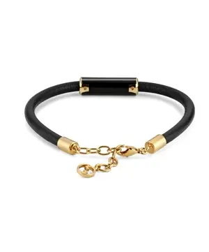 Gucci Enamel Detail Bracelet In Yellow Gold-toned Brass - Black