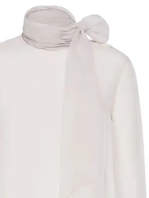 Brunello Cucinelli Bow Detailed High Neck Blouse