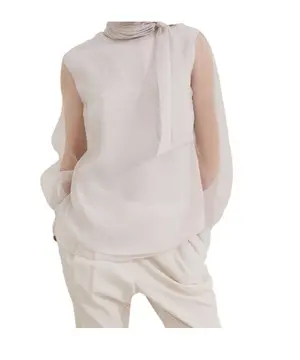Brunello Cucinelli Bow Detailed High Neck Blouse