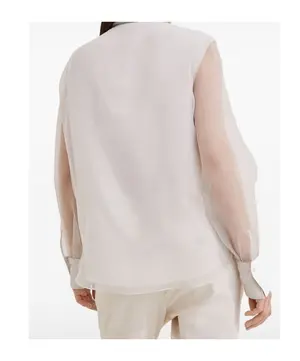 Brunello Cucinelli Bow Detailed High Neck Blouse