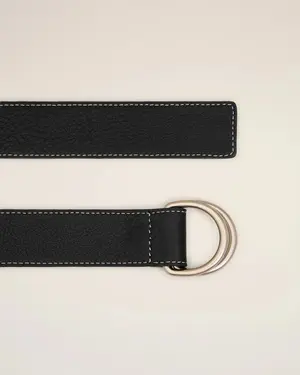 AMI Paris Leather Belt With D-ring Buckle - Black