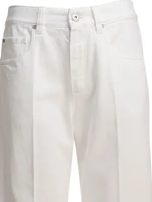 Brunello Cucinelli Logo Patch Straight-leg Trousers - Ivory
