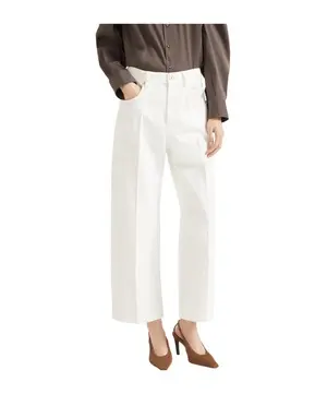 Brunello Cucinelli Logo Patch Straight-leg Trousers - Ivory